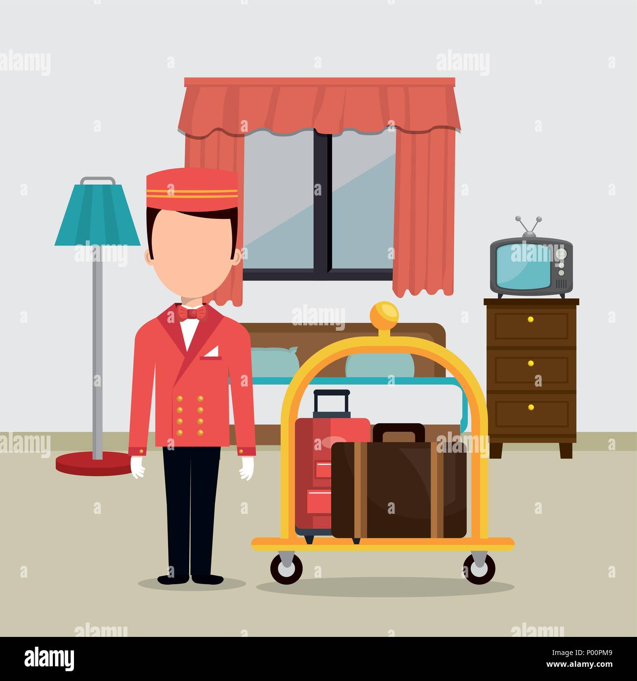 bellboy working in the hotel character Stock Vector Image & Art - Alamy