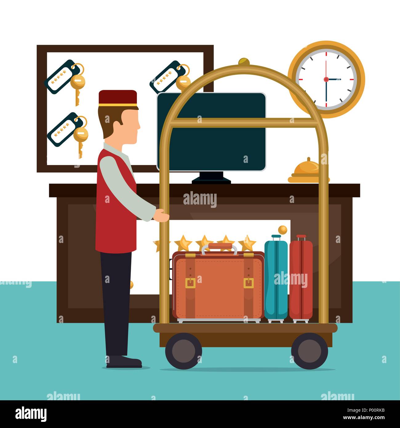 bellboy working in the hotel character Stock Vector Image & Art - Alamy