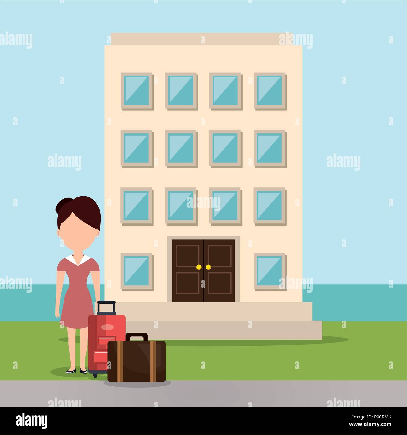Housekeeper cleaning hotel room Stock Vector Images - Alamy