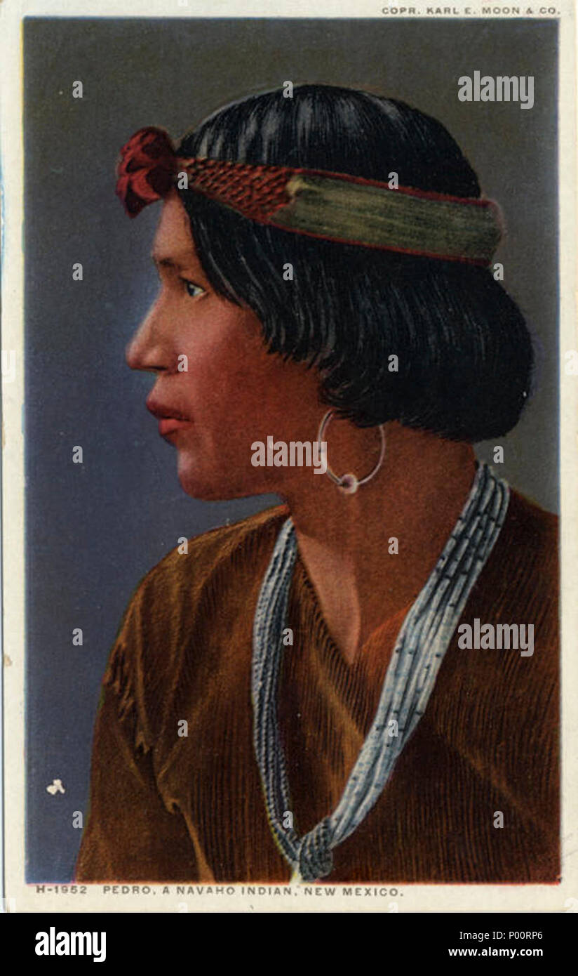 Pedro, A Navaho Indian, New Mexico. Fred Harvey series. Copr. Karl E ...