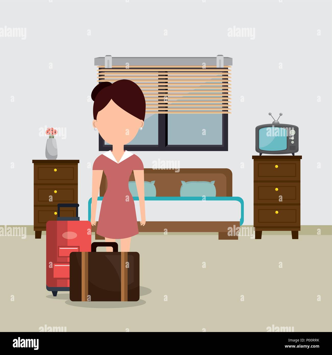 Housekeeper cleaning hotel room Stock Vector Images - Alamy