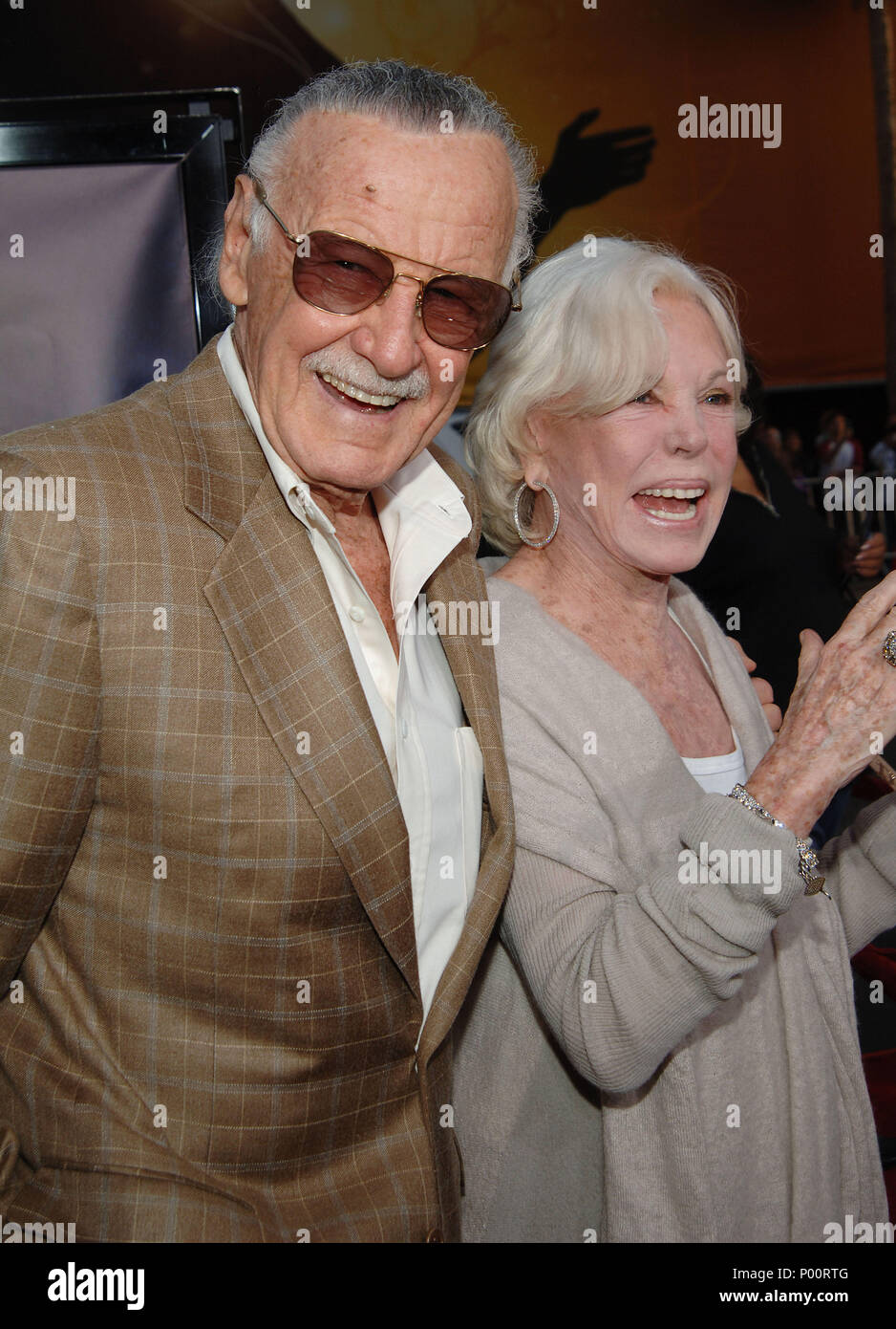 Stan Lee and wife - The Iron Man Premiere at the chinese Theatre In Los ...