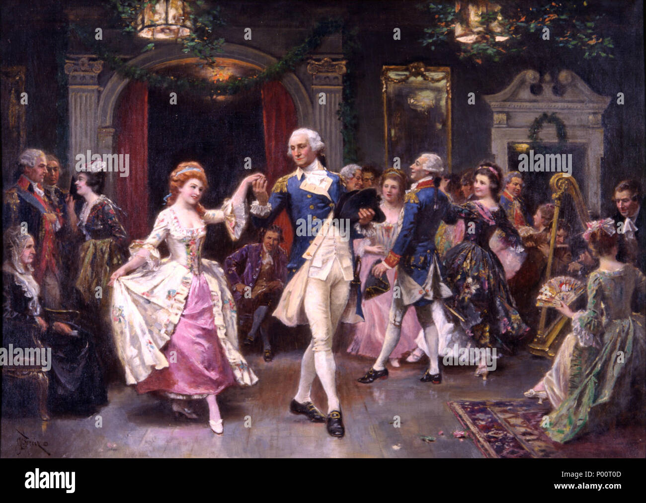 . English: George Washington dancing in celebration of the victory at ...