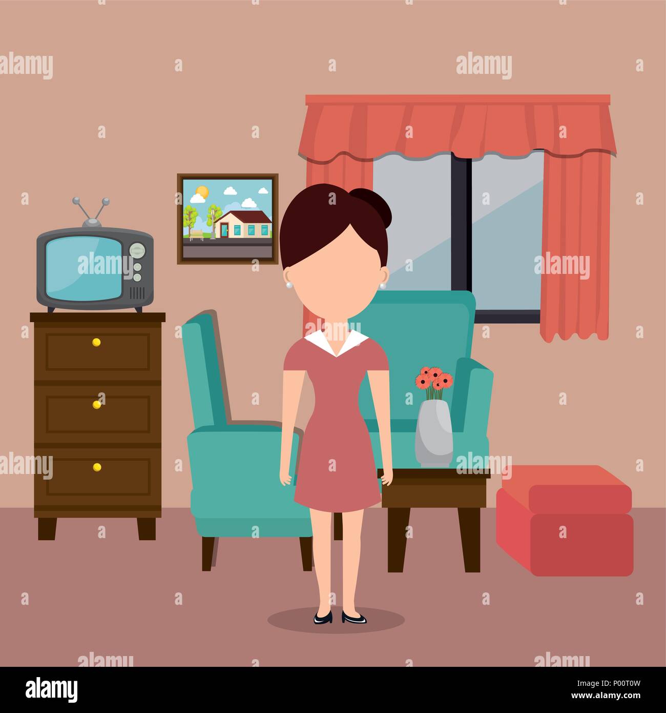 Housekeeper cleaning hotel room Stock Vector Images - Alamy