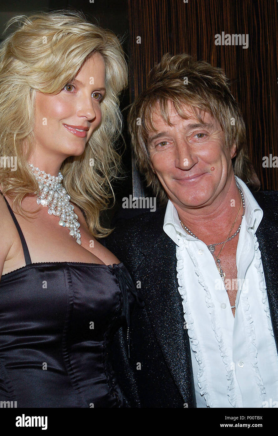 Rod Stewart with wife, arriving at the Clive Davis Pre-Grammys Party at ...