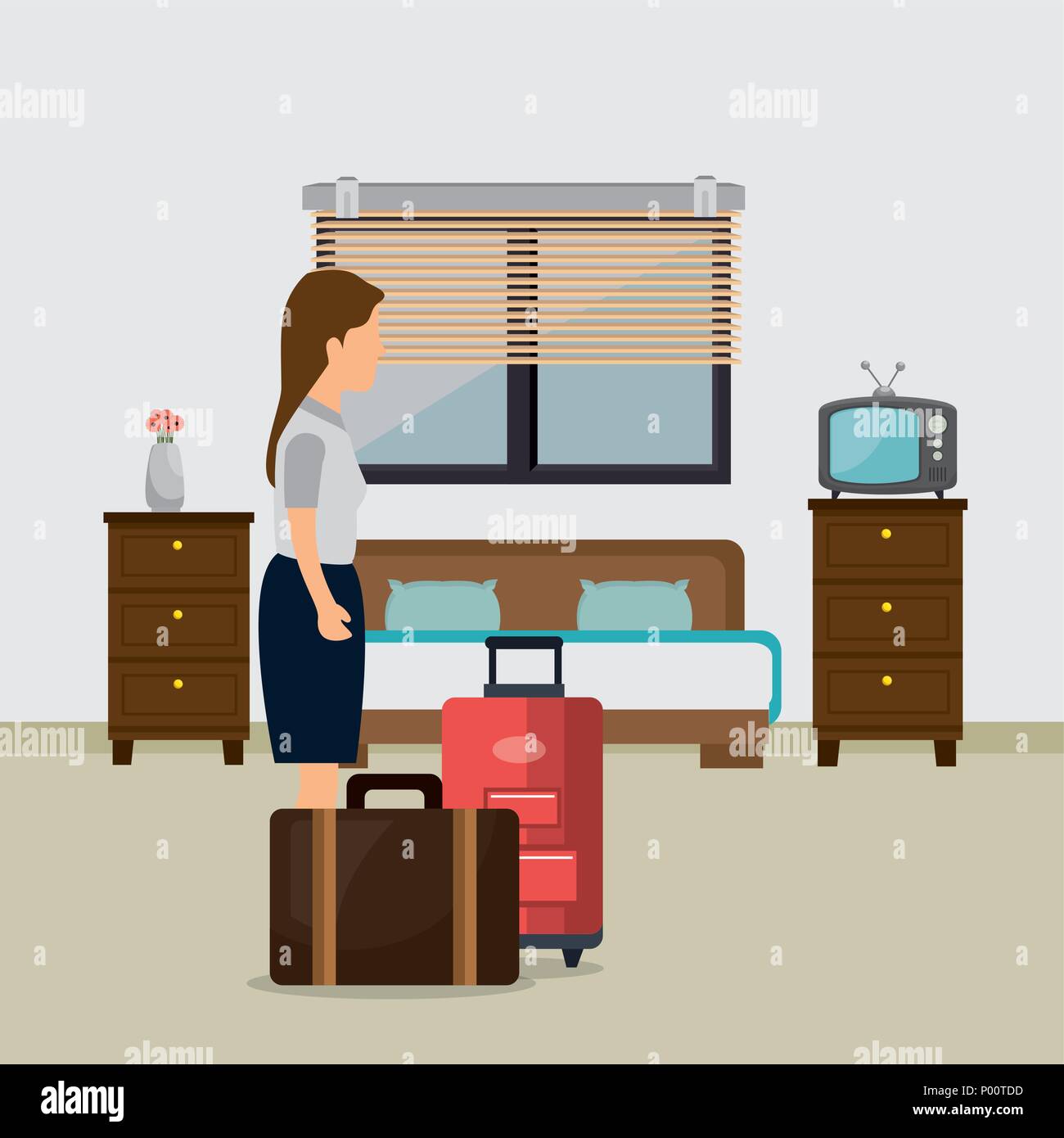 room service woman working in the hotel Stock Vector Image & Art - Alamy