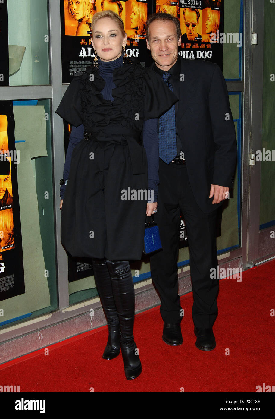 Sharon Stone and Jay Acovone arriving at the ALPHA DOG Premiere at the ...