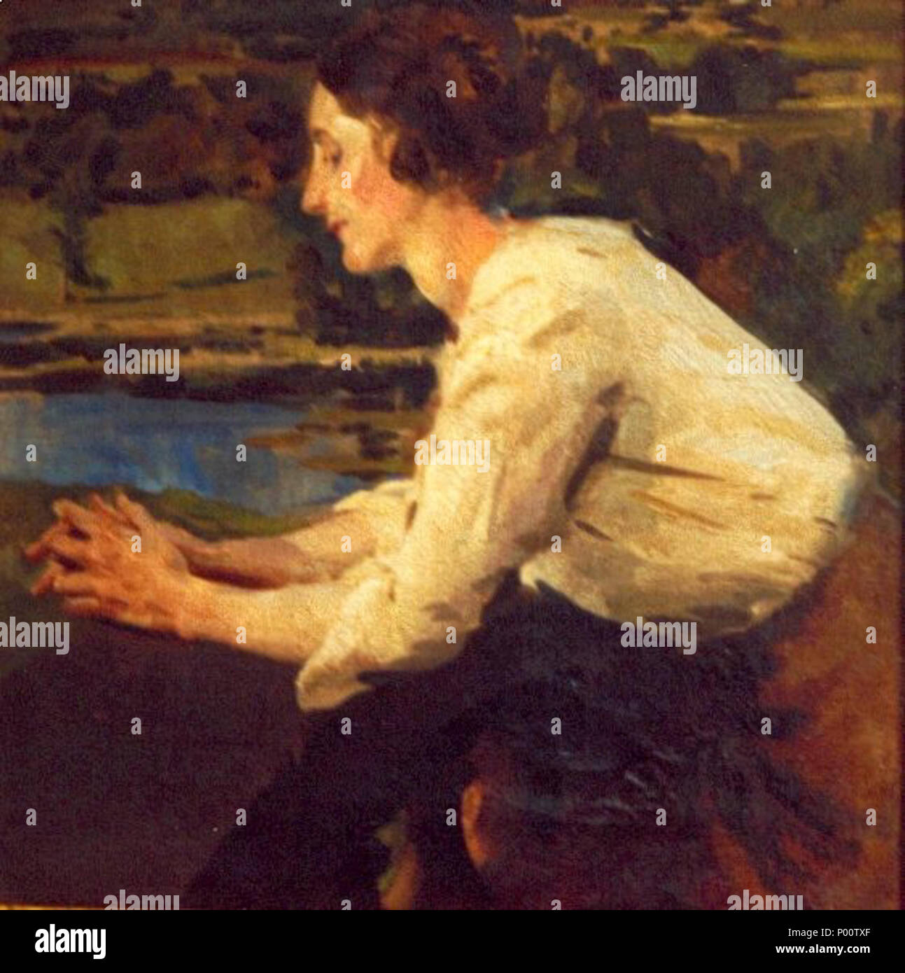 . English: Woman on a Balcony 1915 William Bruce Ellis Ranken (1881 ...