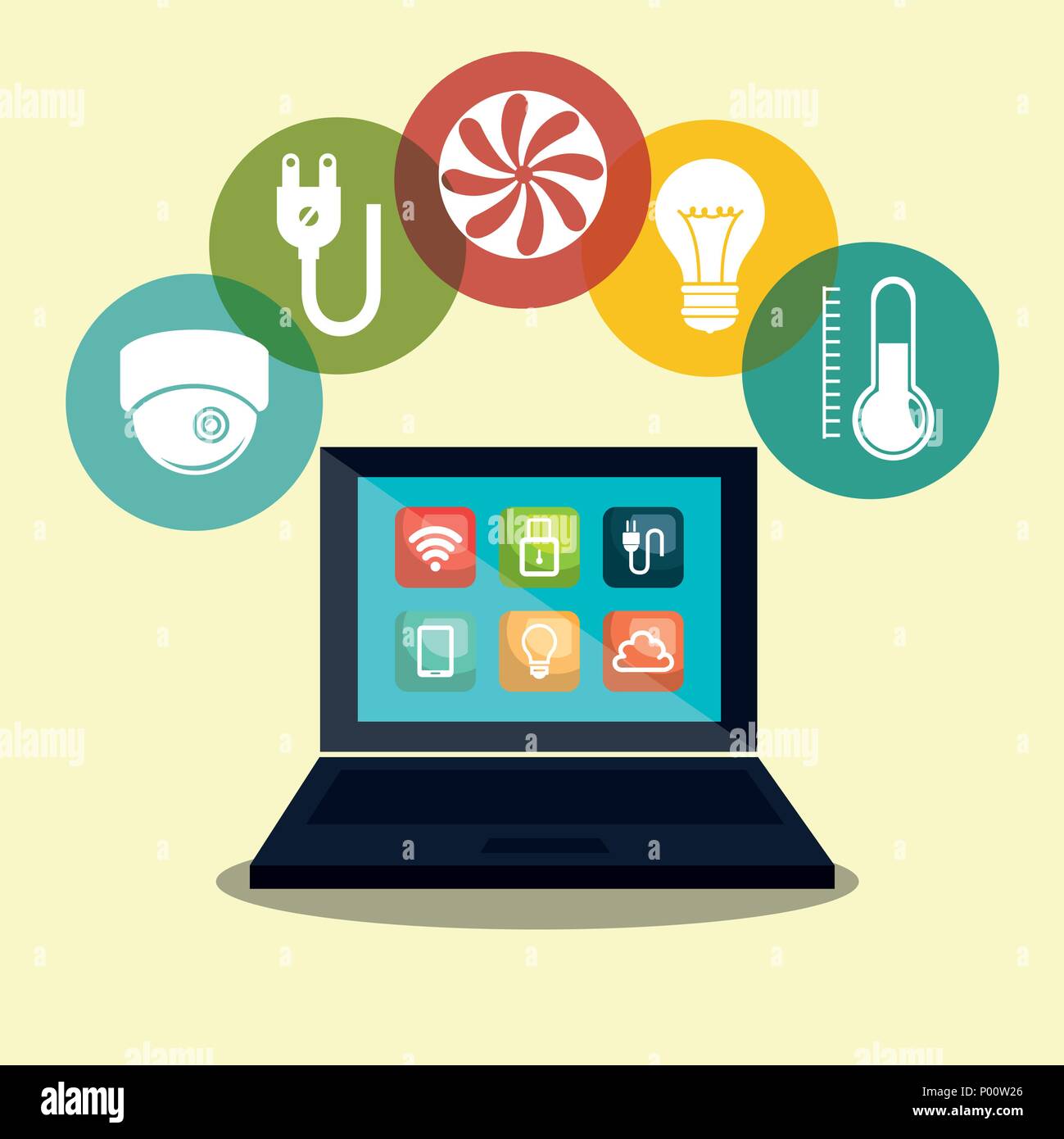 laptop controlling smarthome technology Stock Vector Image & Art - Alamy