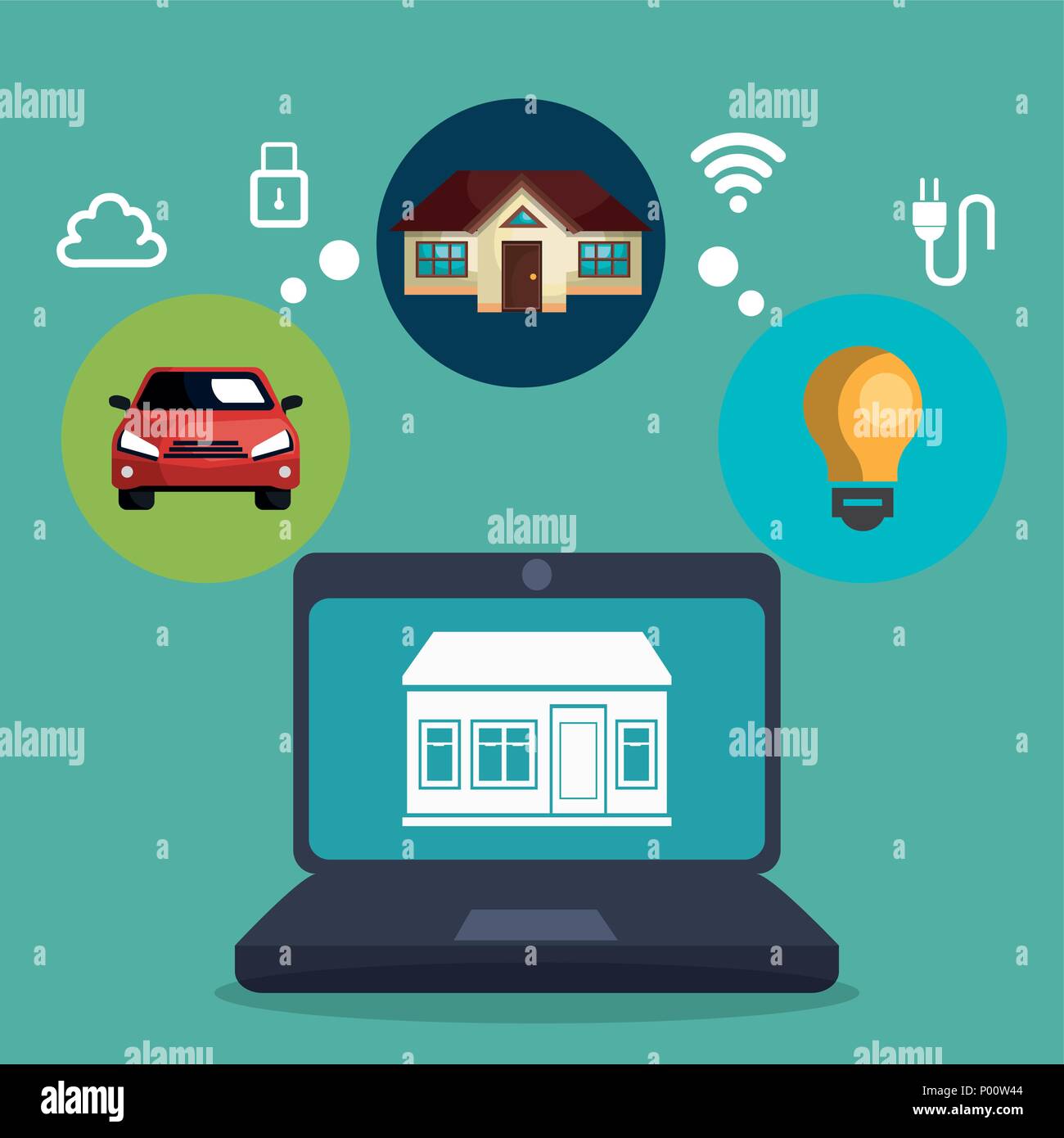 laptop controlling smarthome technology Stock Vector Image & Art - Alamy