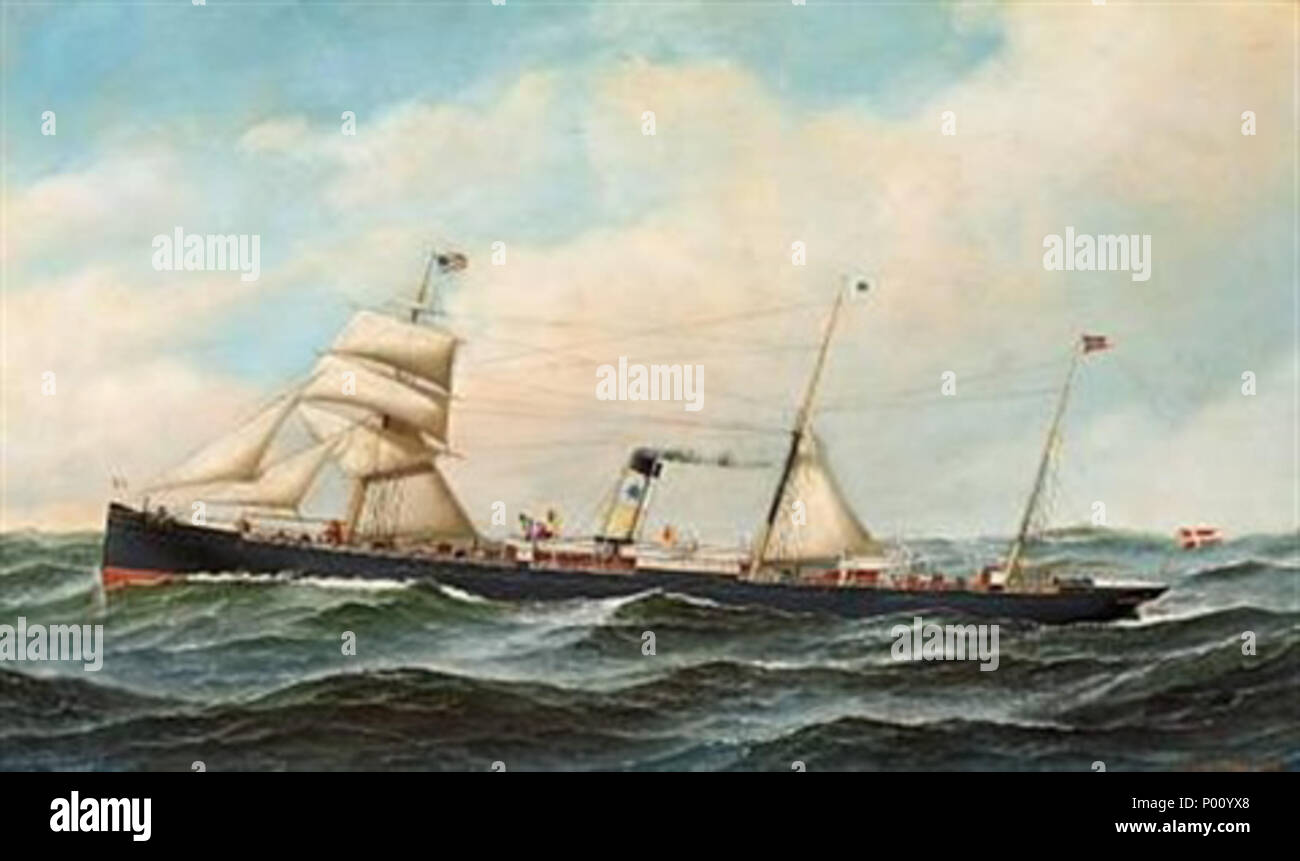 . English: Ship portrait of S/S Norge (Norway) of the Danish Thingvalla ...