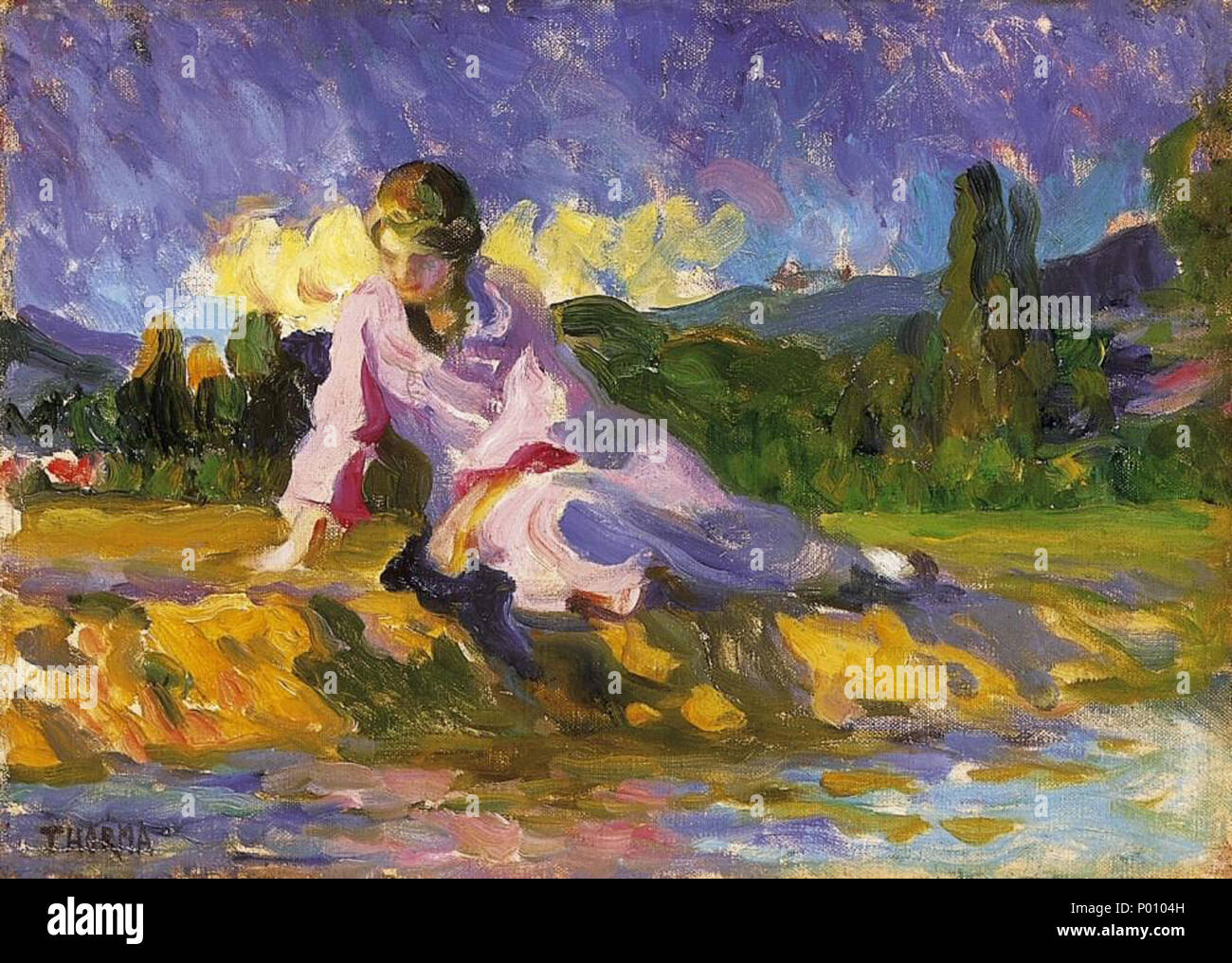. Lady in Rose Dress by the Riverside . Unknown date 99 Thorma Lady in ...