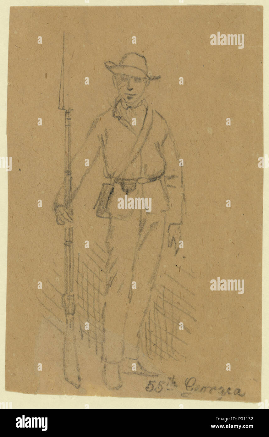 . English: Title: 55th Georgia Abstract/medium: 1 drawing on tan paper ...