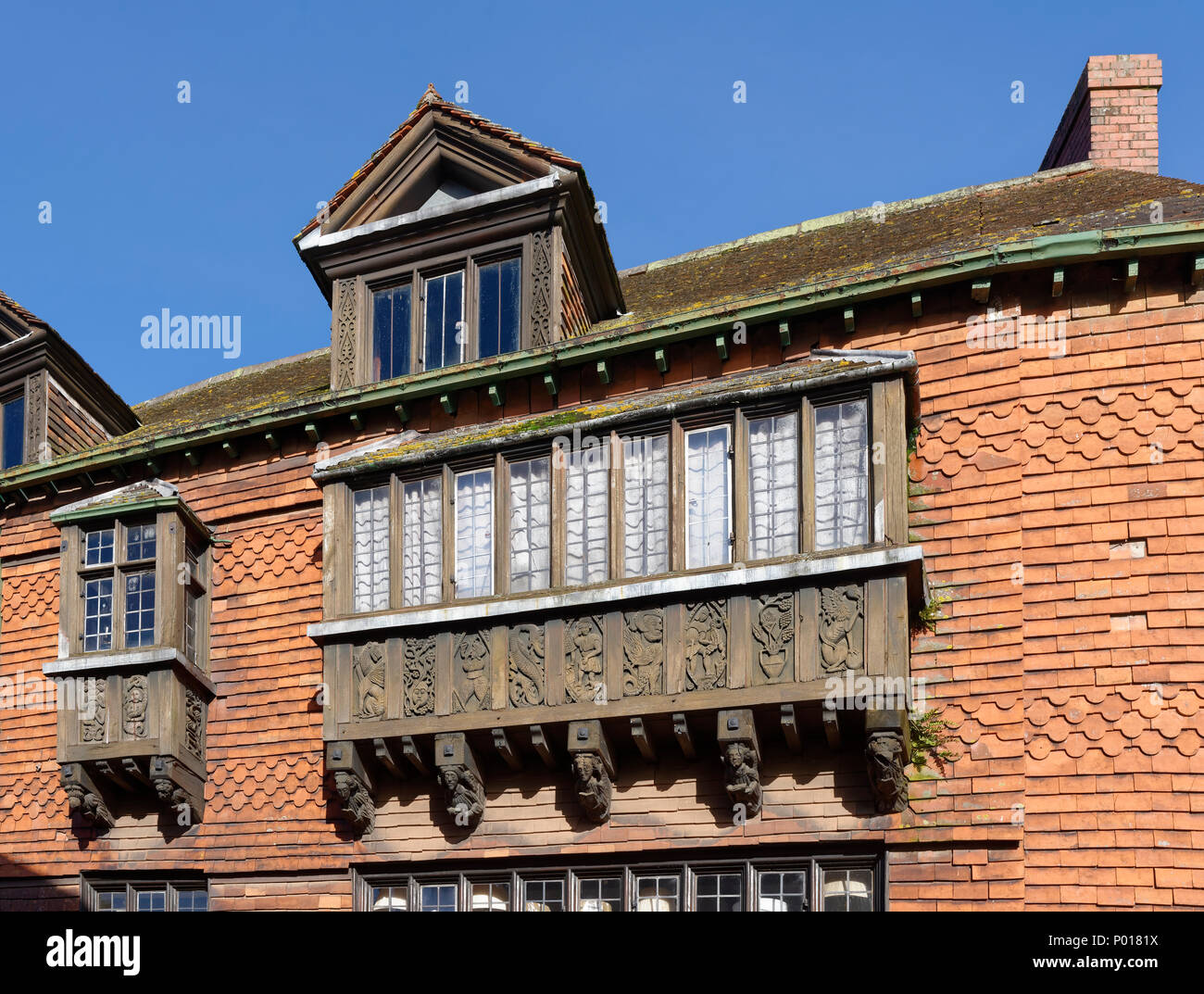 Court House, The Square, Wiveliscombe Carved first floor windows Stock ...