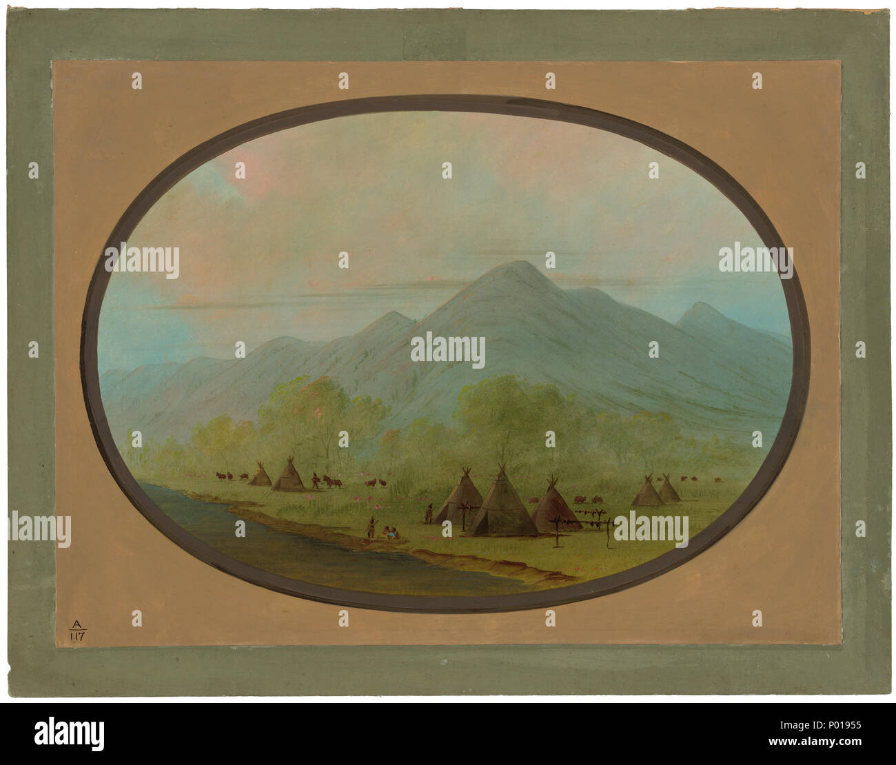 George Catlin, A Small Crow Village, American, 1796 - 1872, 1855/1869 ...