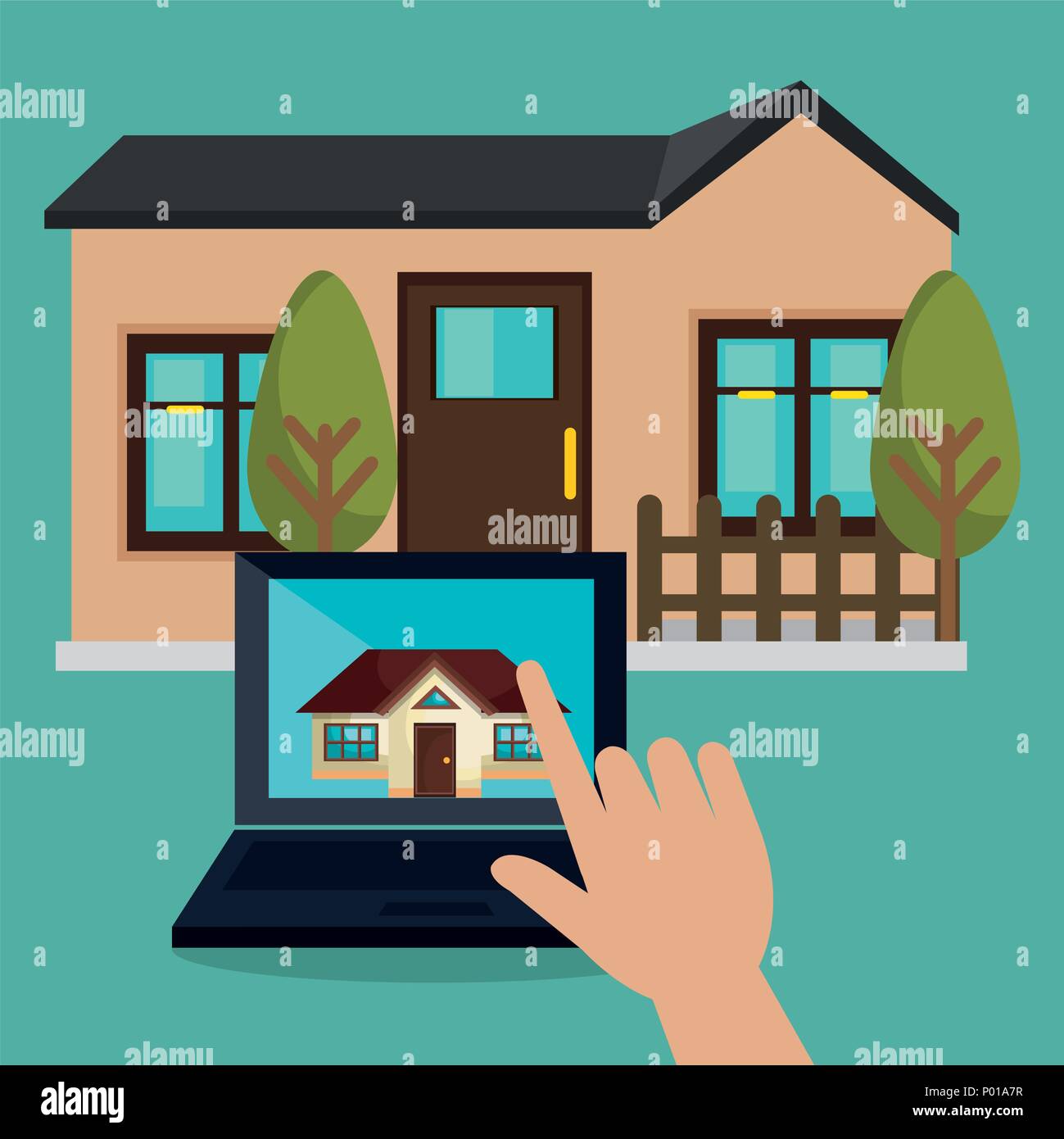 laptop controlling smarthome technology Stock Vector Image & Art - Alamy