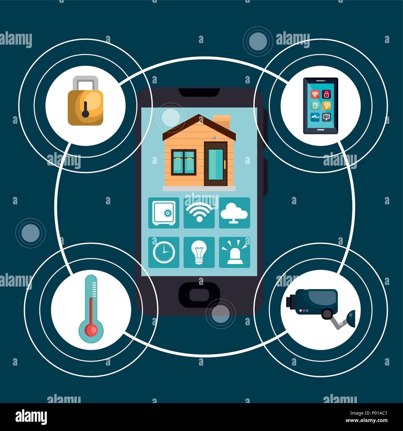 smartphone controlling smart home Stock Vector Image & Art - Alamy