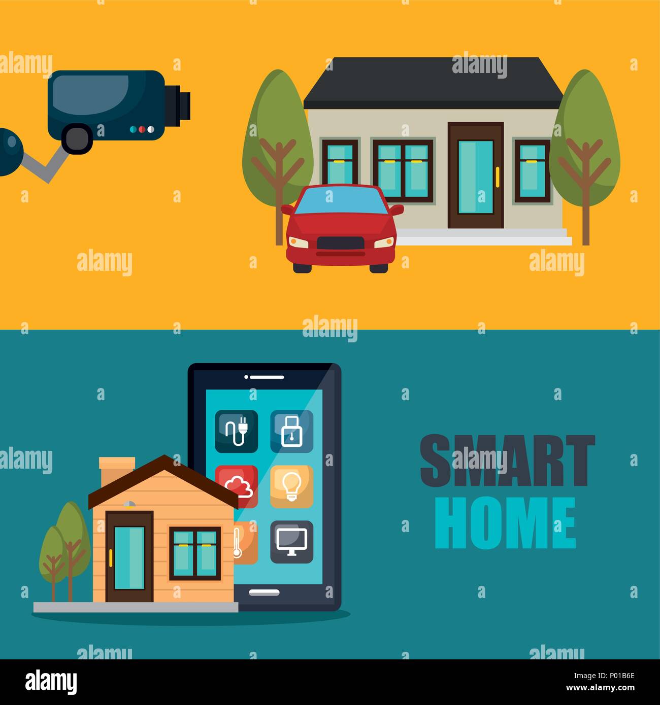 smartphone controlling smart home Stock Vector Image & Art - Alamy