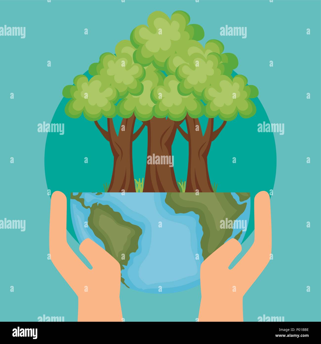 world planet with tree ecology icon Stock Vector Image & Art - Alamy