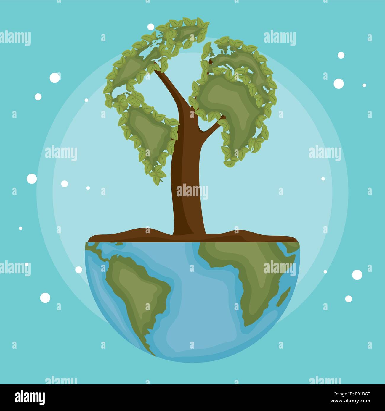world planet with tree ecology icon Stock Vector Image & Art - Alamy