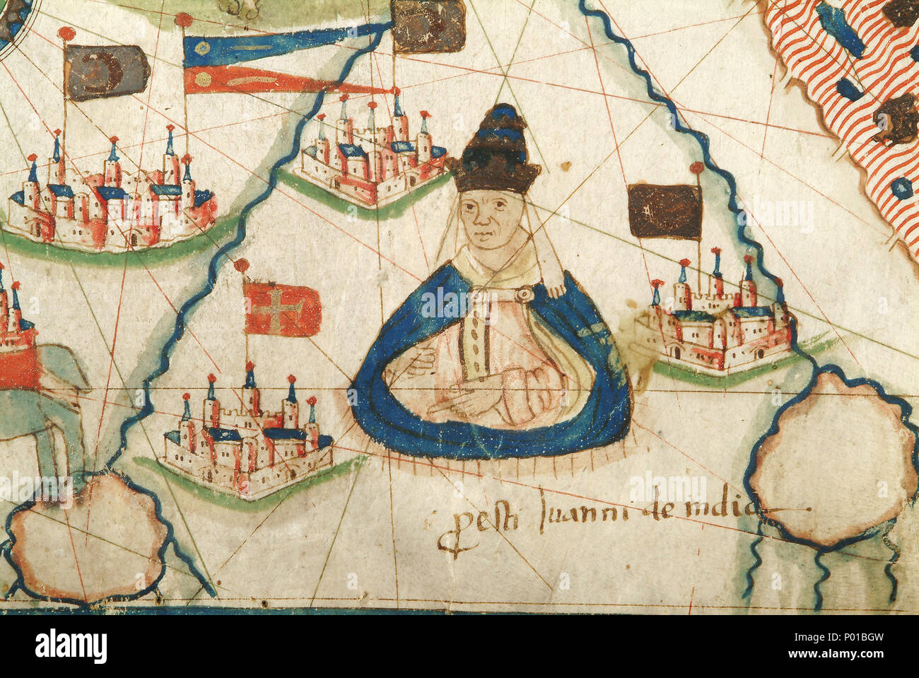 . English: Detail from Navigational Map of Europe (1528) by Jacobo ...