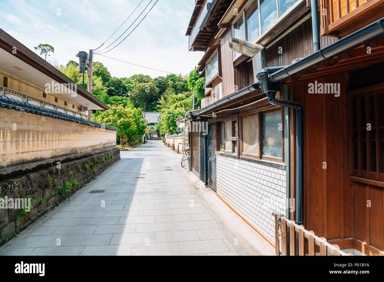 Japanese house and alley in Fukuoka, Japan Stock Photo - Alamy