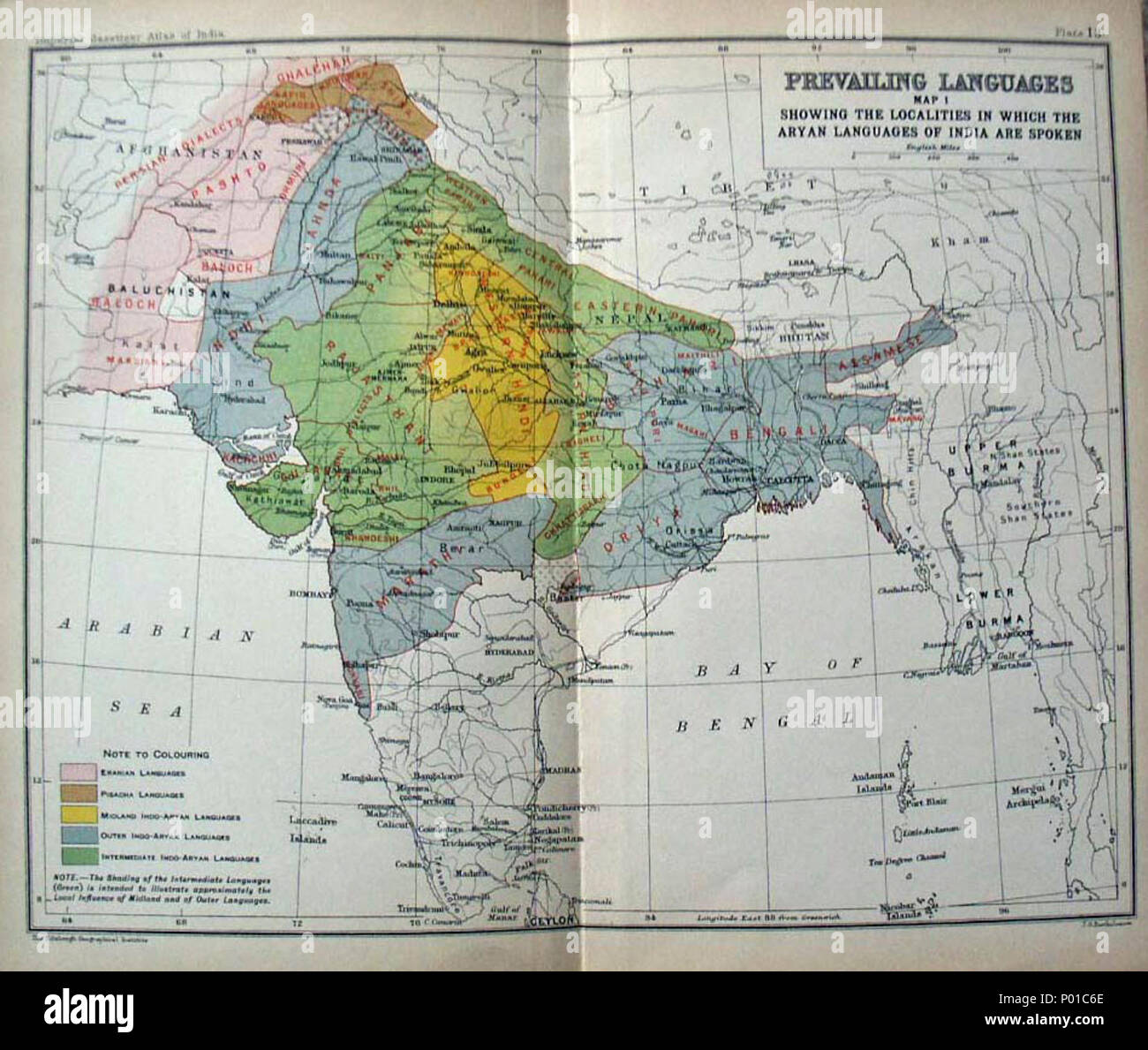 Prevailing Languages, Map 1, Showing the Localities in Which the Aryan ...