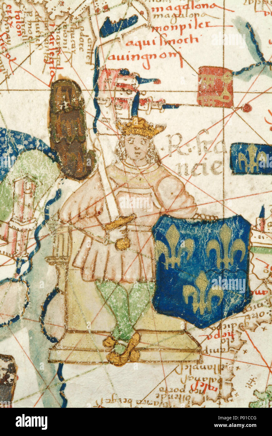 . English: Detail from Navigational Map of Europe (1528) by Jacobo ...