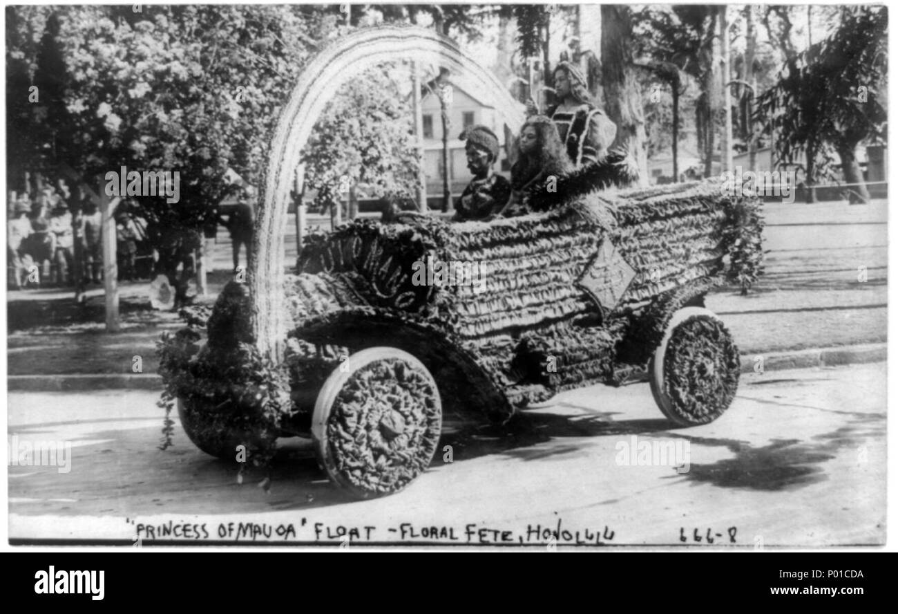 Princess of Mauoa float, floral fete, Honolulu Stock Photo - Alamy