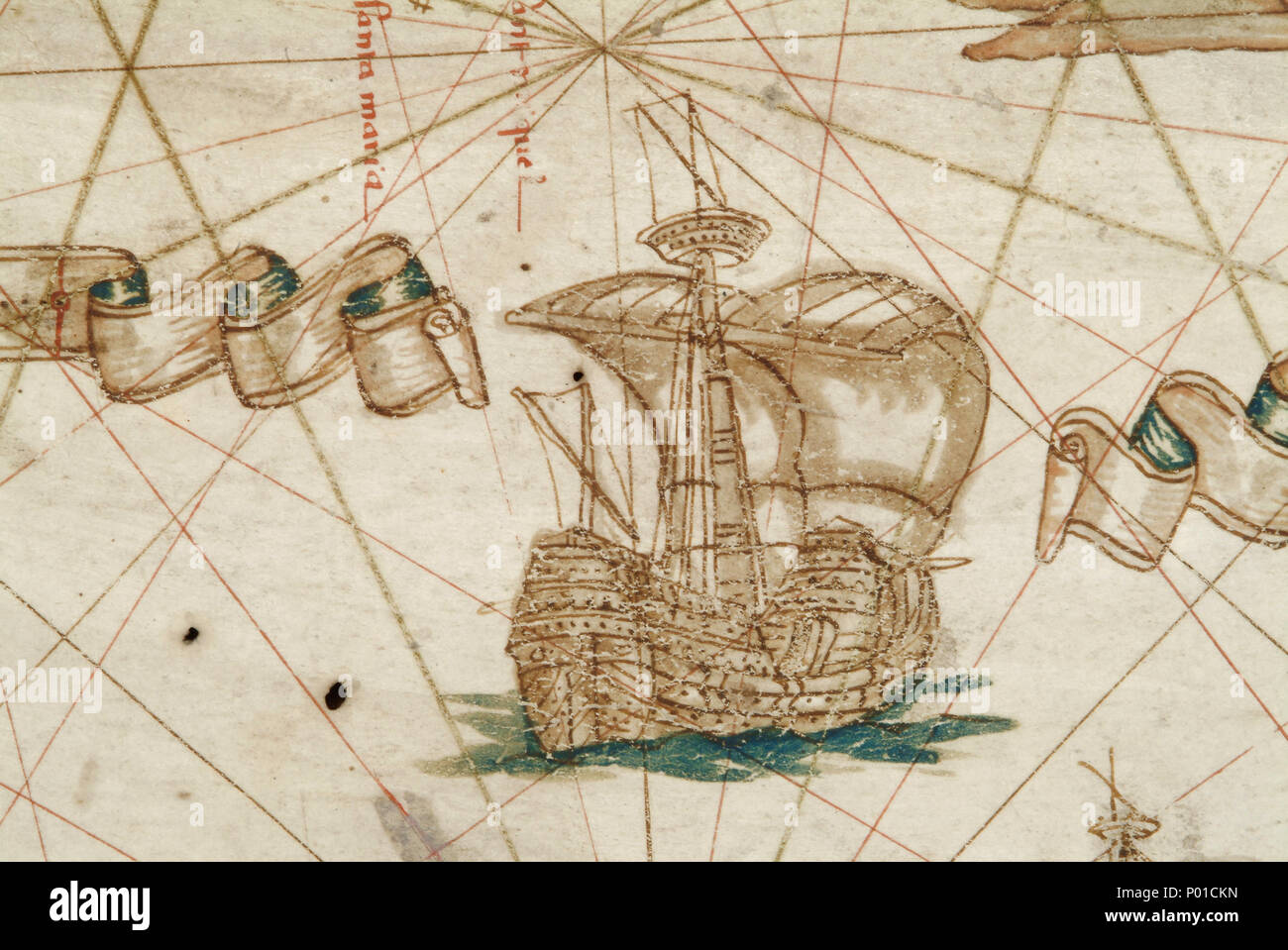 . English: Detail from Navigational Map of Europe (1528) by Jacobo ...