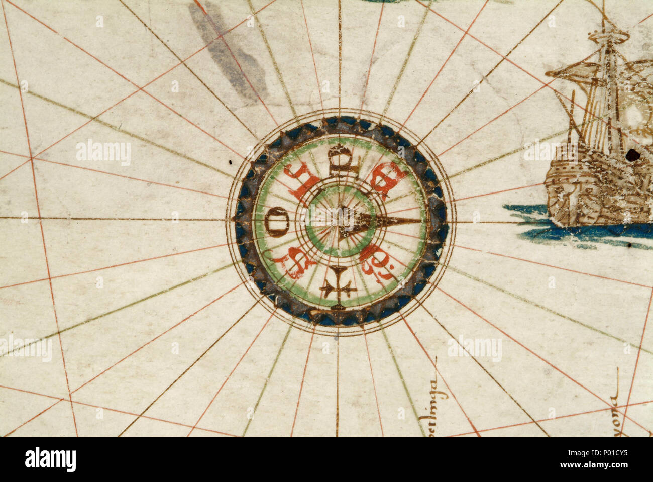 . English: Detail from Navigational Map of Europe (1528) by Jacobo ...