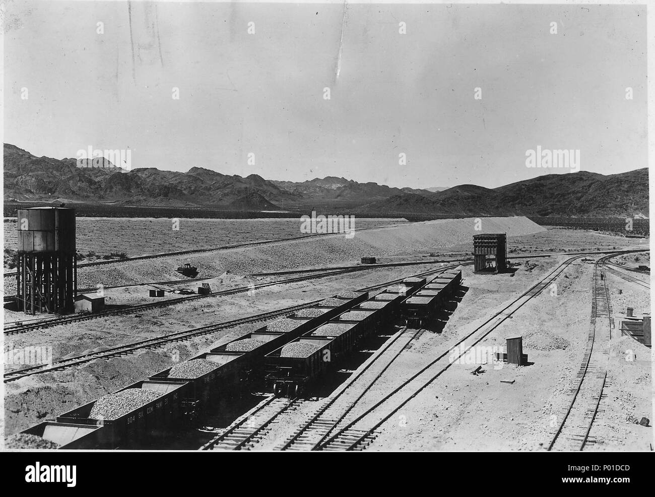 Raw aggregate storage piles at Six Companies' gravel screening and ...