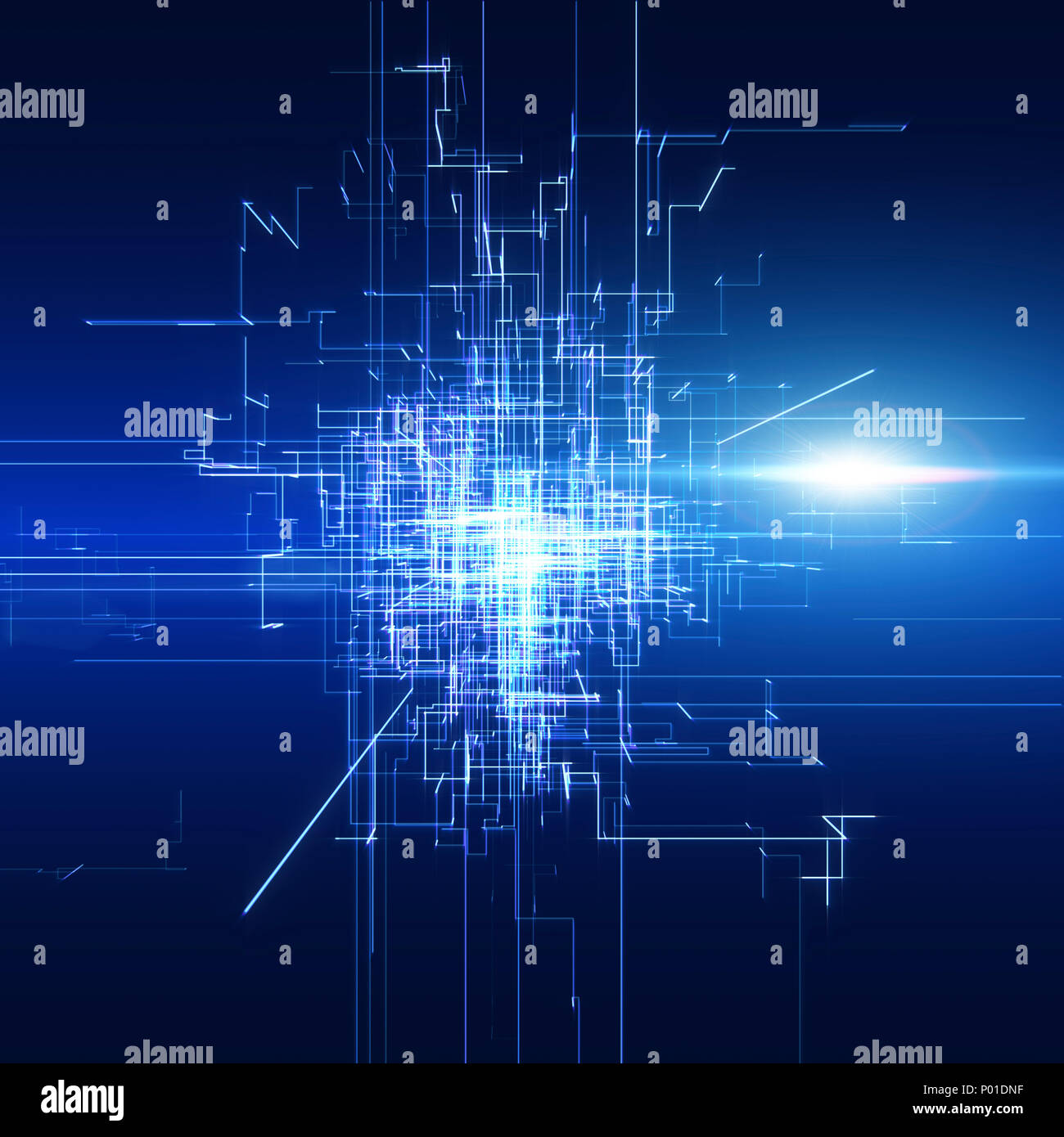 Modern Electronic Circuit Board, Conductors And Neural Signals. Digital ...
