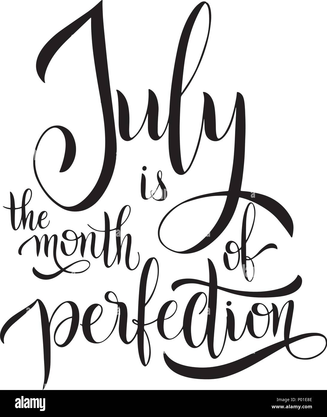 July is the month of perfection. Hello July lettering. Elements for ...