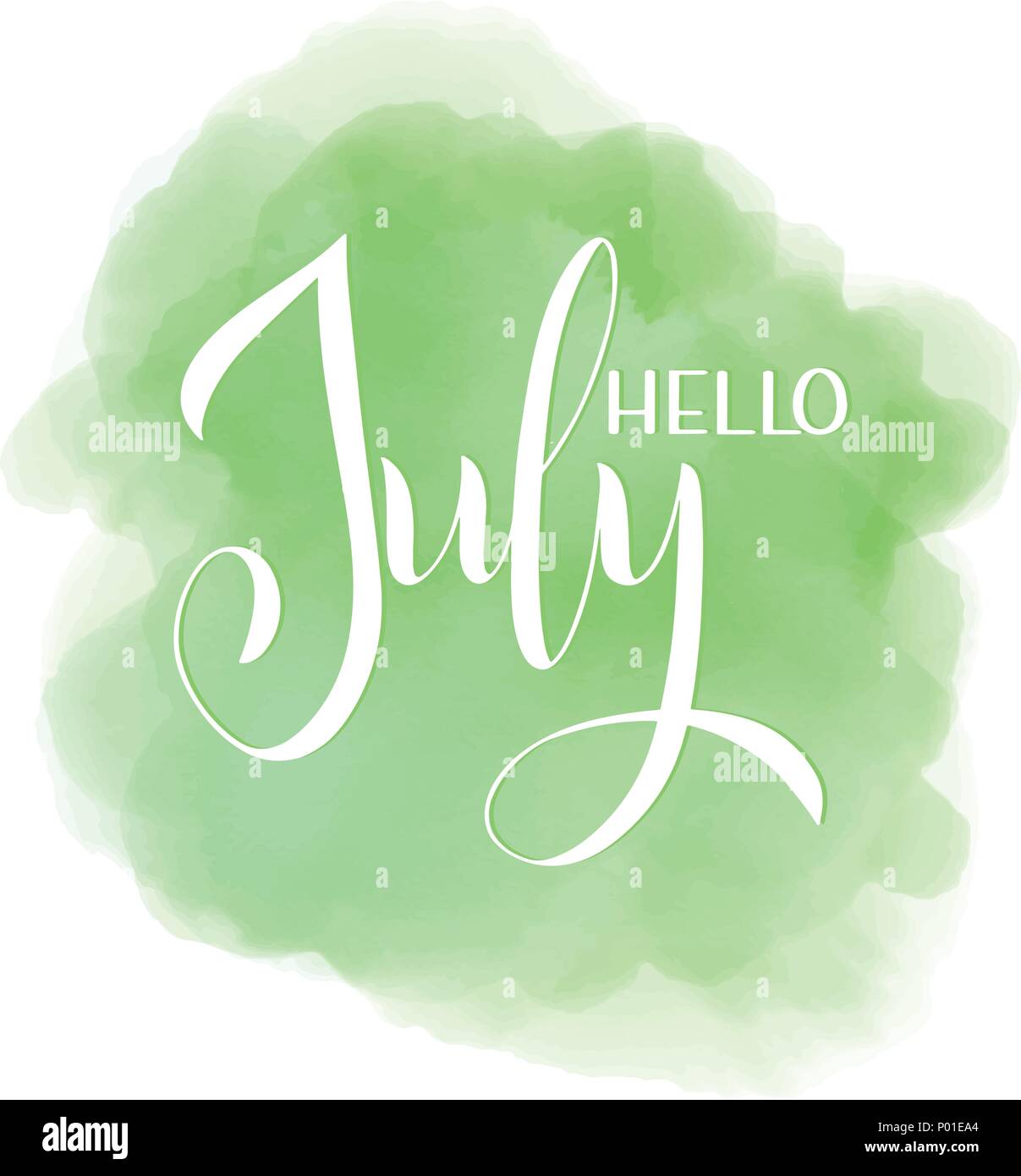 Hello July lettering. Elements for invitations, posters, greeting cards ...