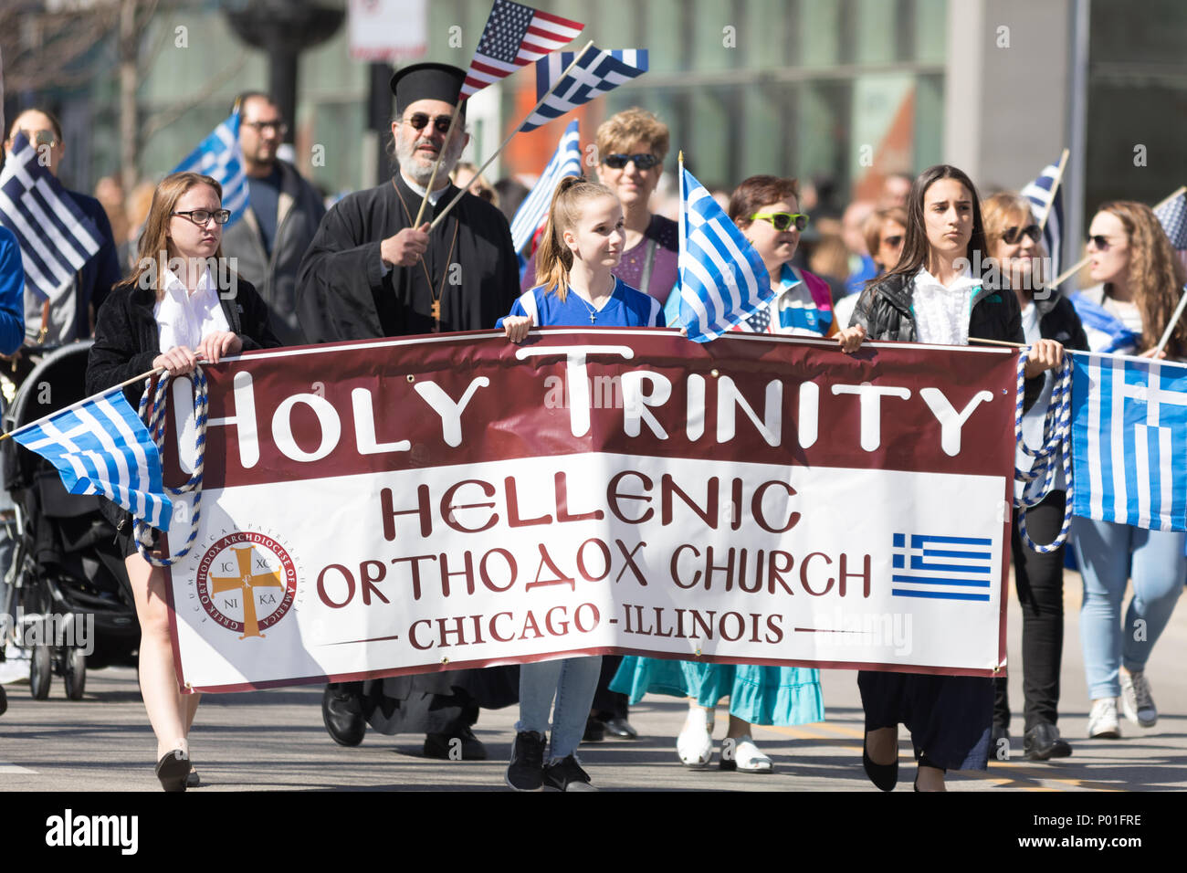 Chicago, Illinois, USA - April 29, 2018 Member of the holy Trinity ...