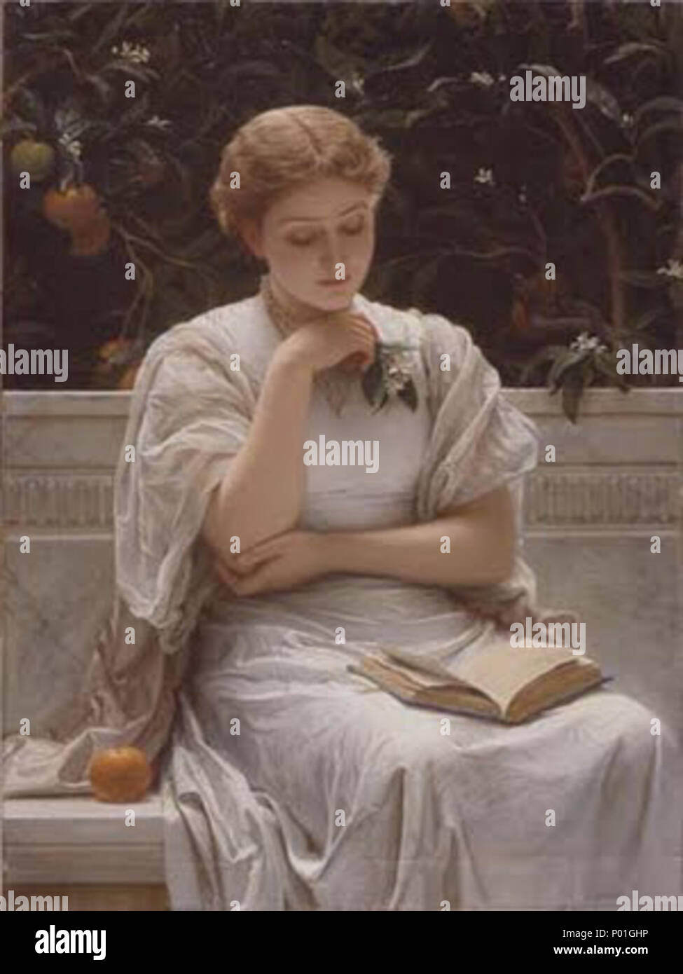 . English: A Girl Reading by Charles Edward Perugini. Original in ...