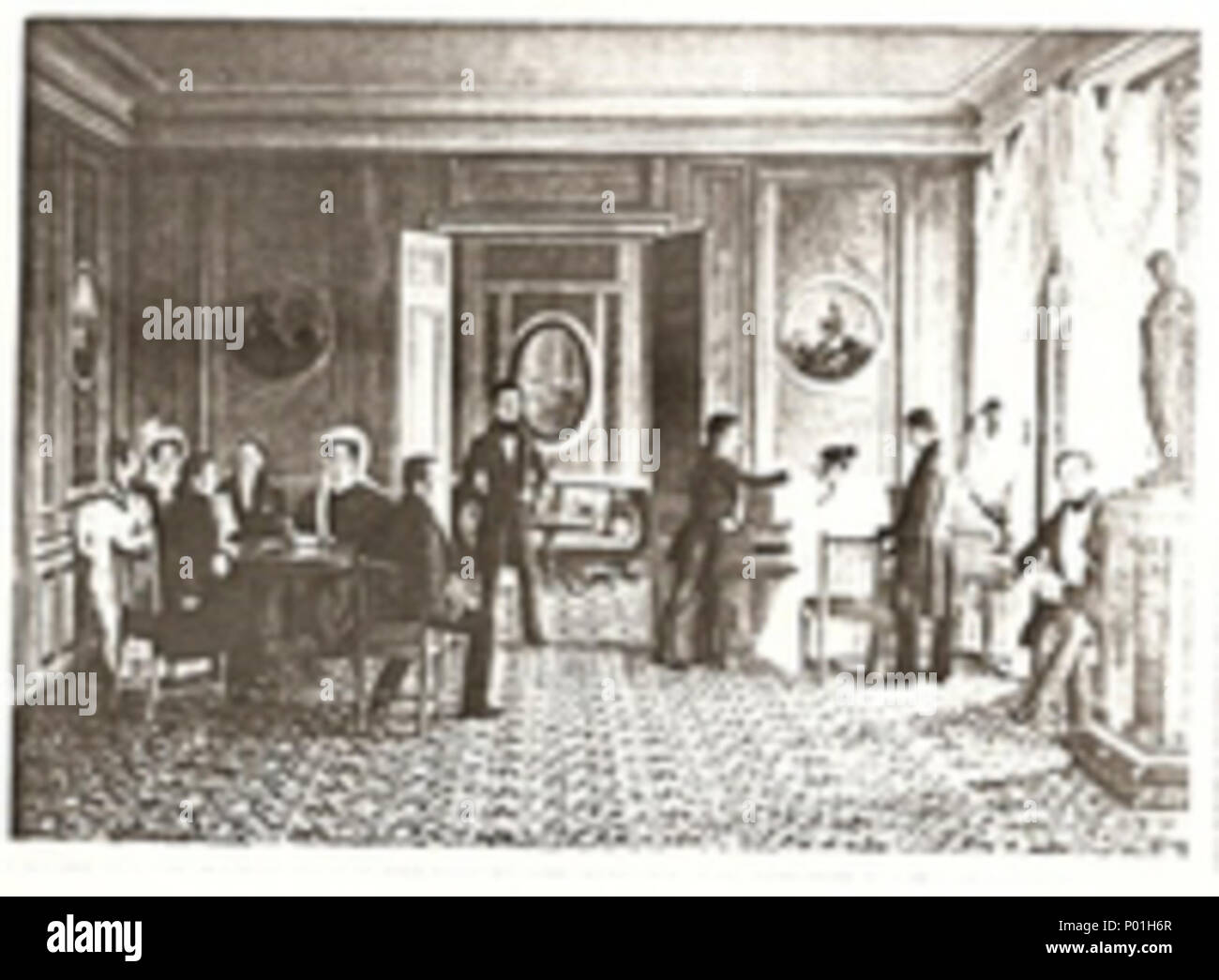 . English: Interior with the Danish shipowner Jacob Holm. . before 1845 ...