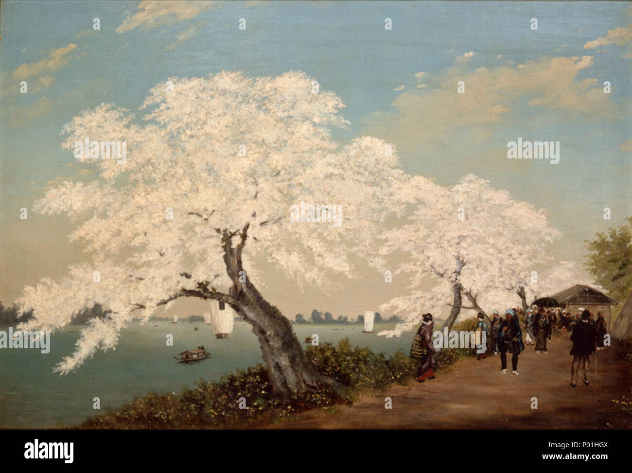 . English: Cherry Blossoms on the Sumida Embankment, by Takahashi ...