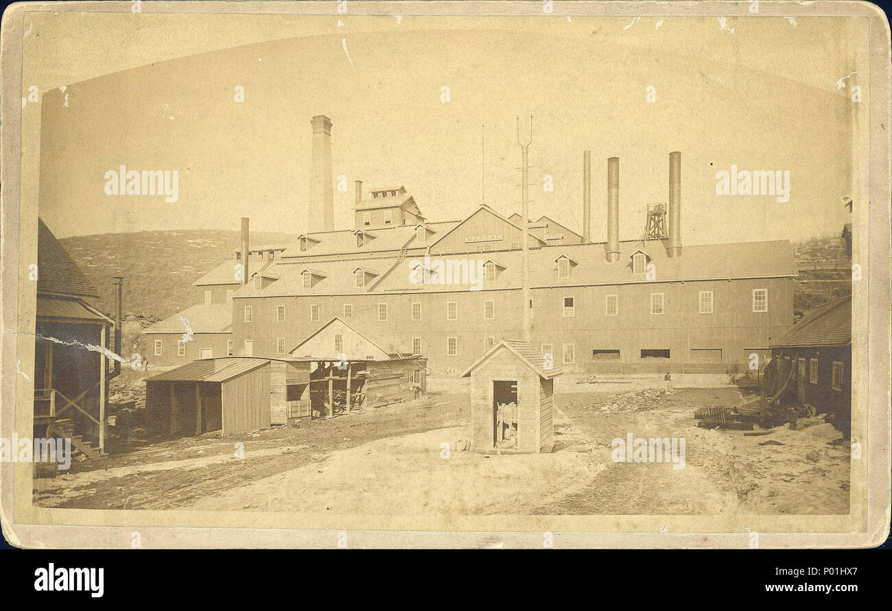 . A factory with a sign that says Marsac. Back label- C.R. Savage, Art ...
