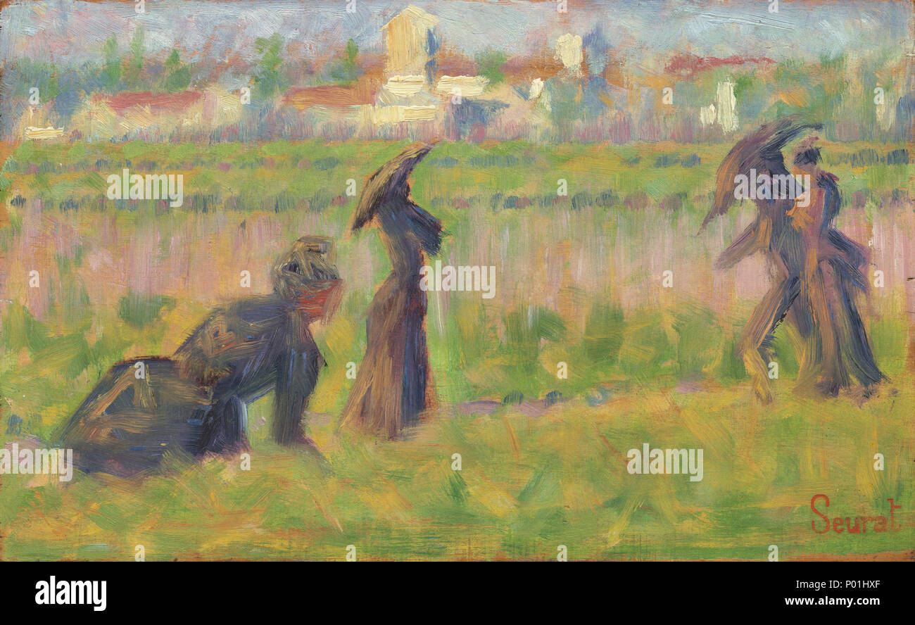 Georges Seurat (French, 1859 - 1891 ), Figures in a Landscape, c. 1883 ...