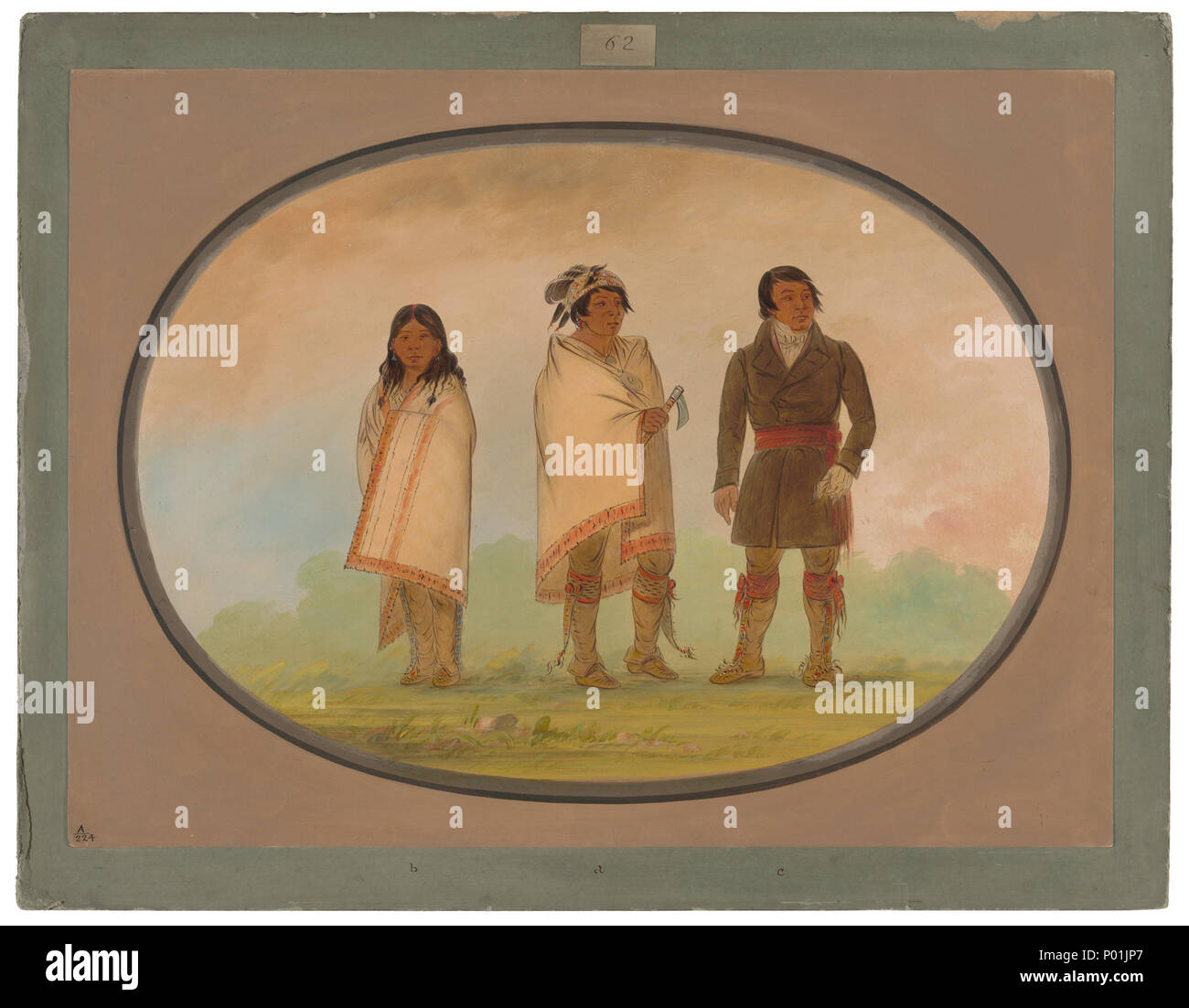 George Catlin (American, 1796 - 1872 ), Oneida Chief, His Sister, and a ...