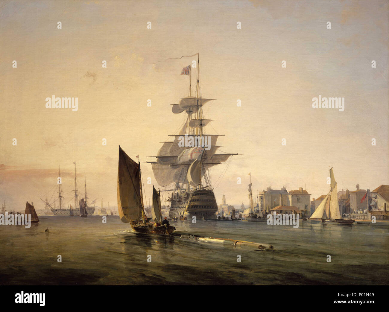 . English: 'Britannia' Entering Portsmouth The 'Britannia', 120 guns ...
