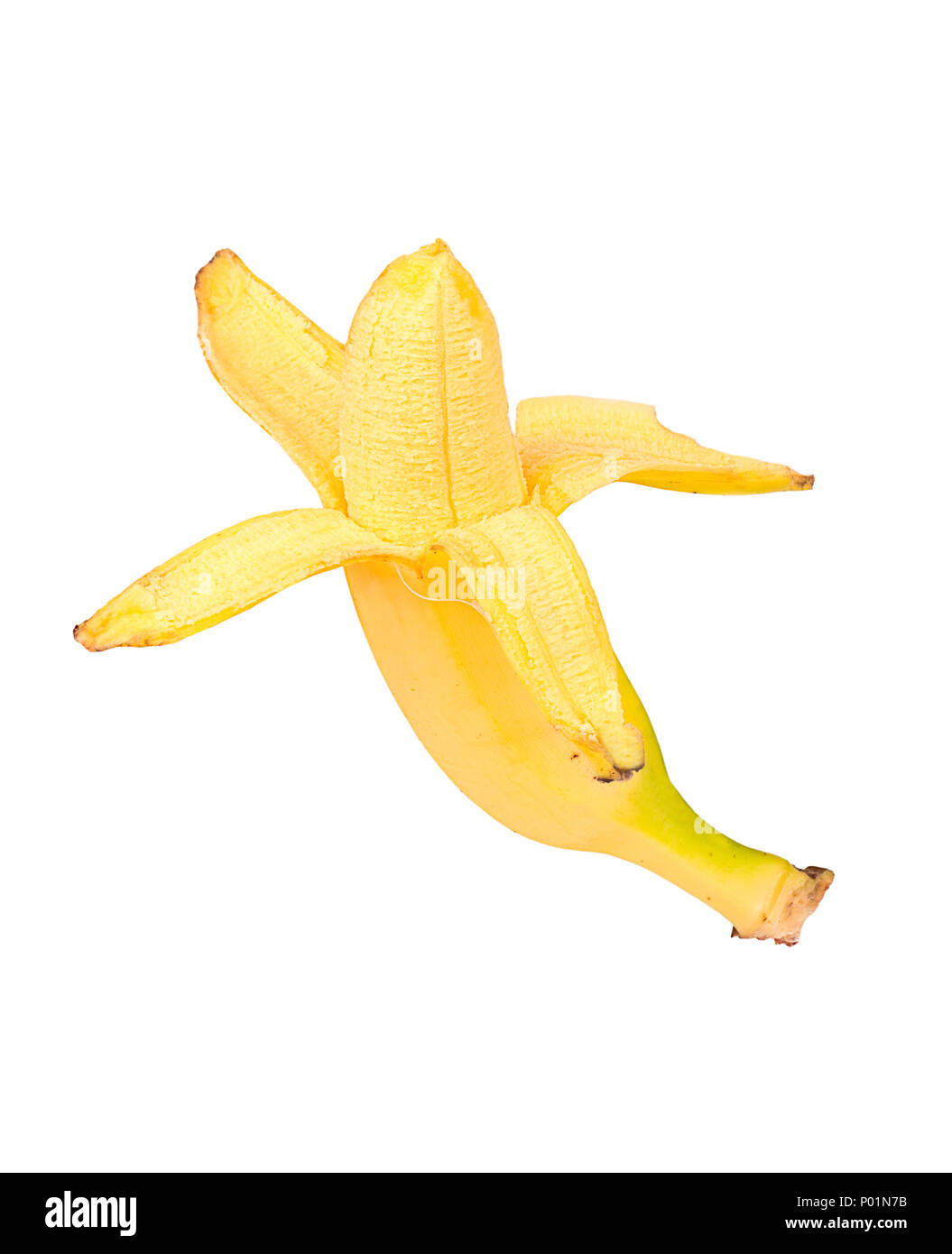 Open ripe banana mini isolated on a white background Stock Photo - Alamy