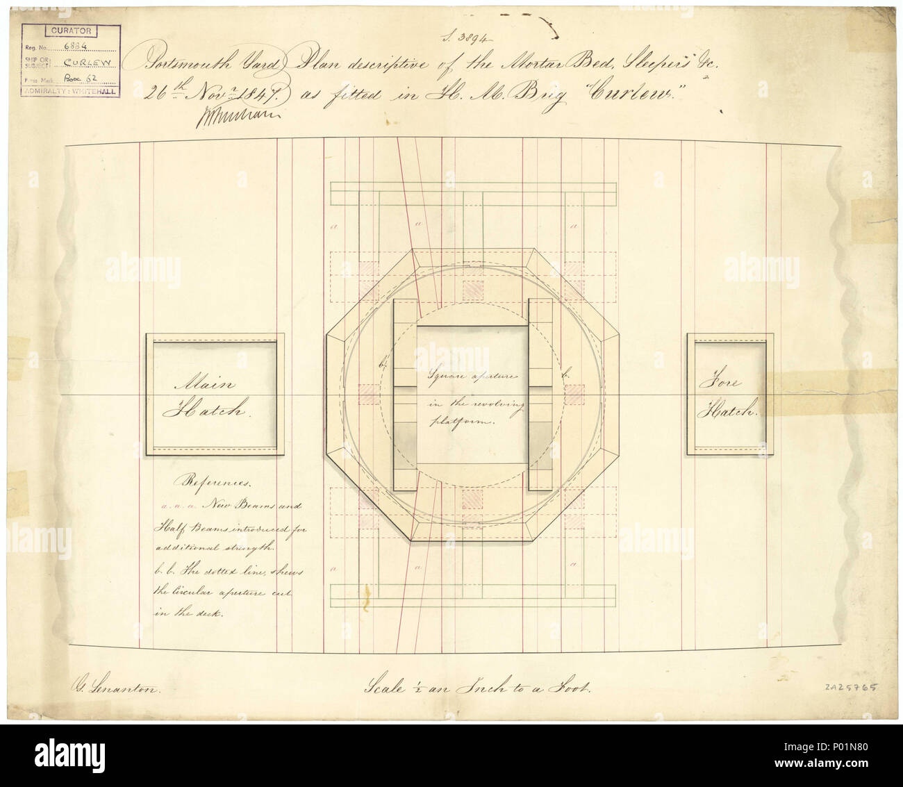 . English: 'Curlew' (1830) 10-gun brig Scale: 1:24. A plan showing the ...