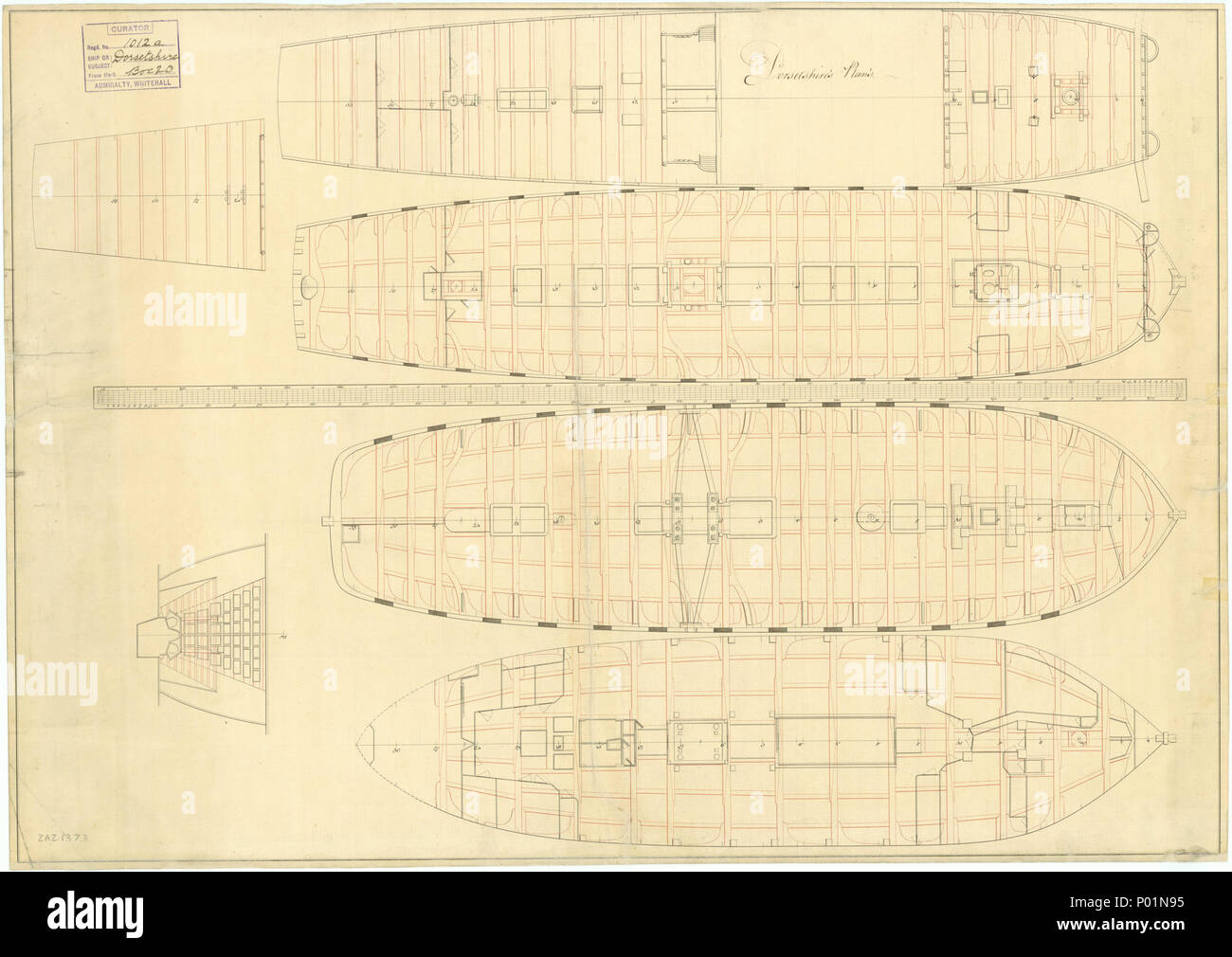 . English: 'Dorsetshire' (1757) Scale: 196. Plan showing the roundhouse ...