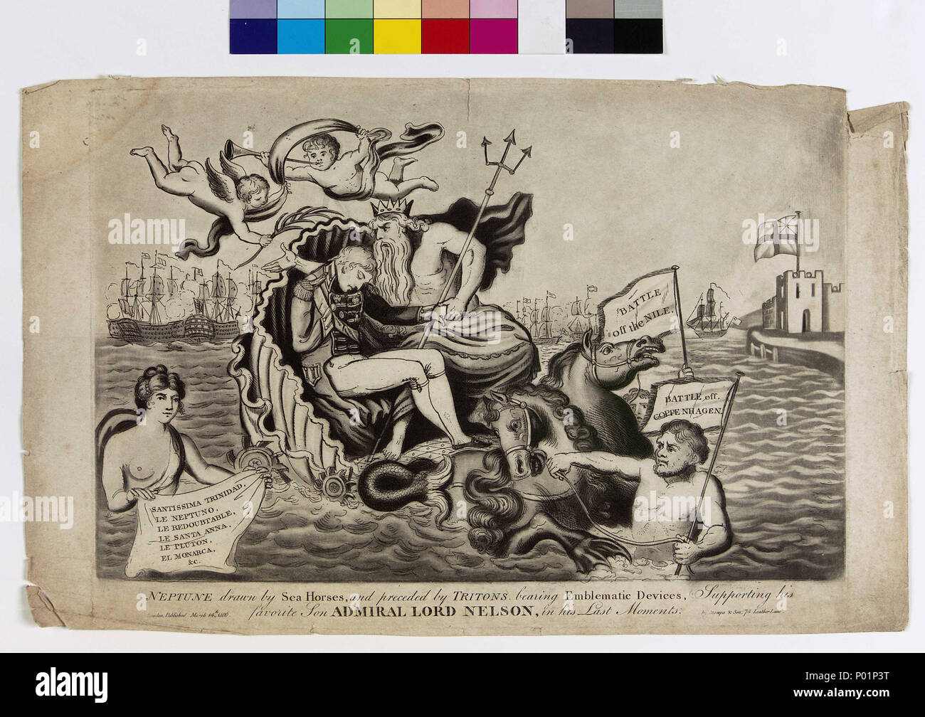 . English: 'Neptune drawn by Sea Horses, and preceded by Tritons ...