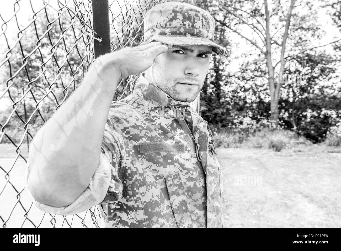 Military fatigues training Black and White Stock Photos & Images - Alamy