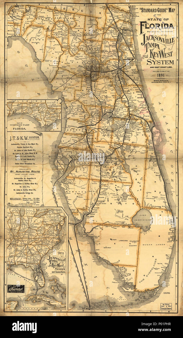 Standard guide map of the state of Florida. LOC 2003627029 Stock Photo ...