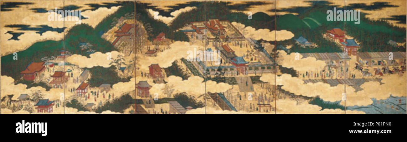 . English: Temples in Eastern Kyoto, c. 1600, Japan, Momoyama period ...
